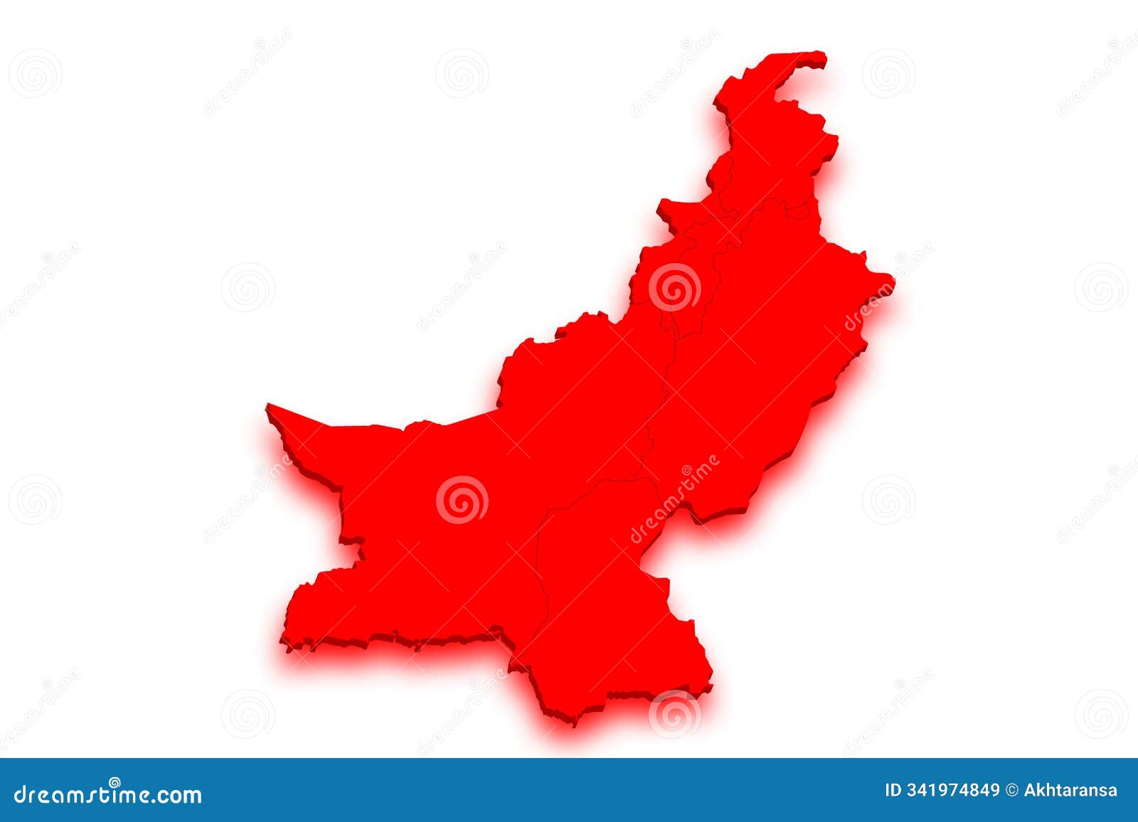 Glowing Red Solid of the Map Pakistan. an Abstract Image for a ...