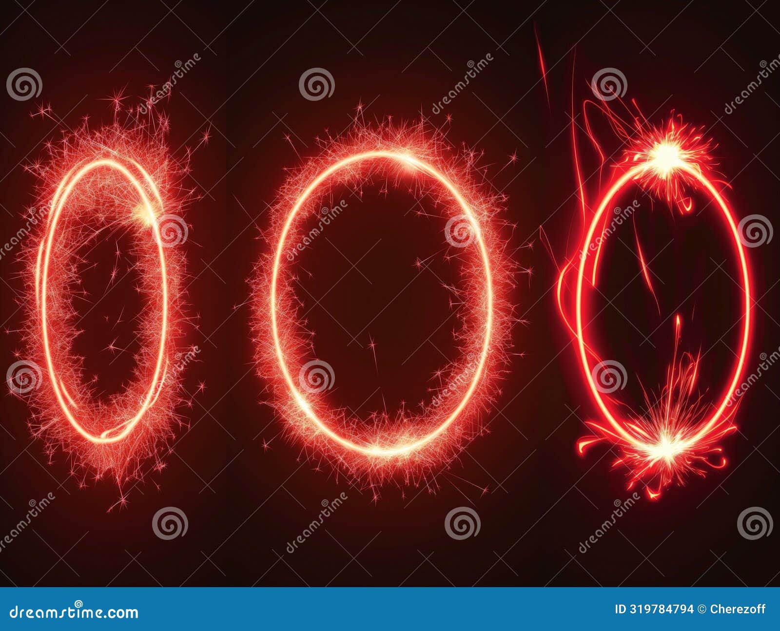 Glowing Red Sparkler Circles on Black Background Stock Photo - Image of ...