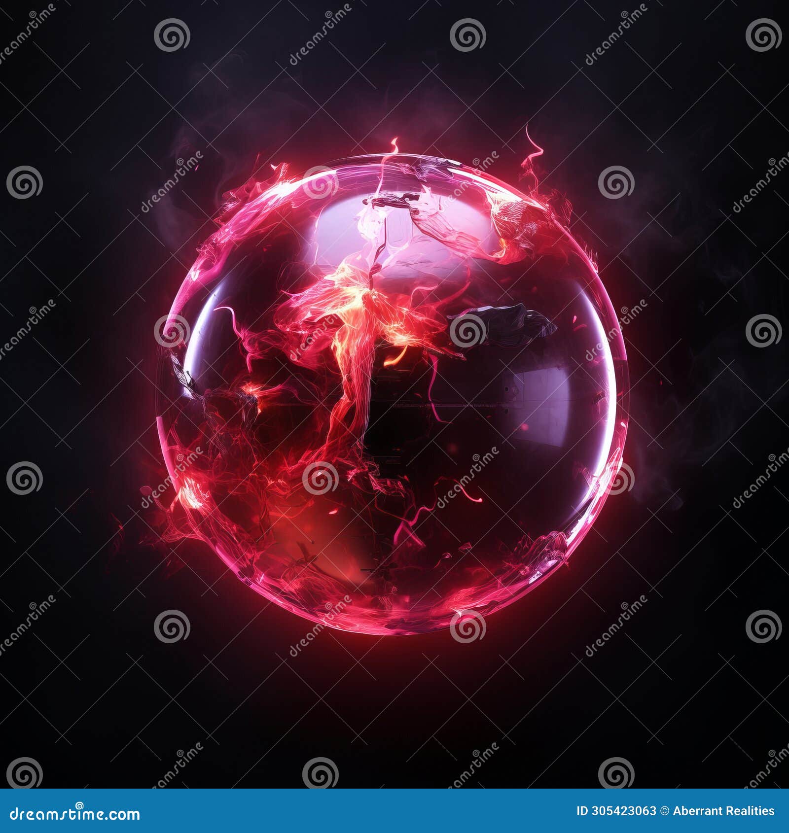 A Glowing Red Sphere with Smoke Coming Out of it Stock Illustration ...