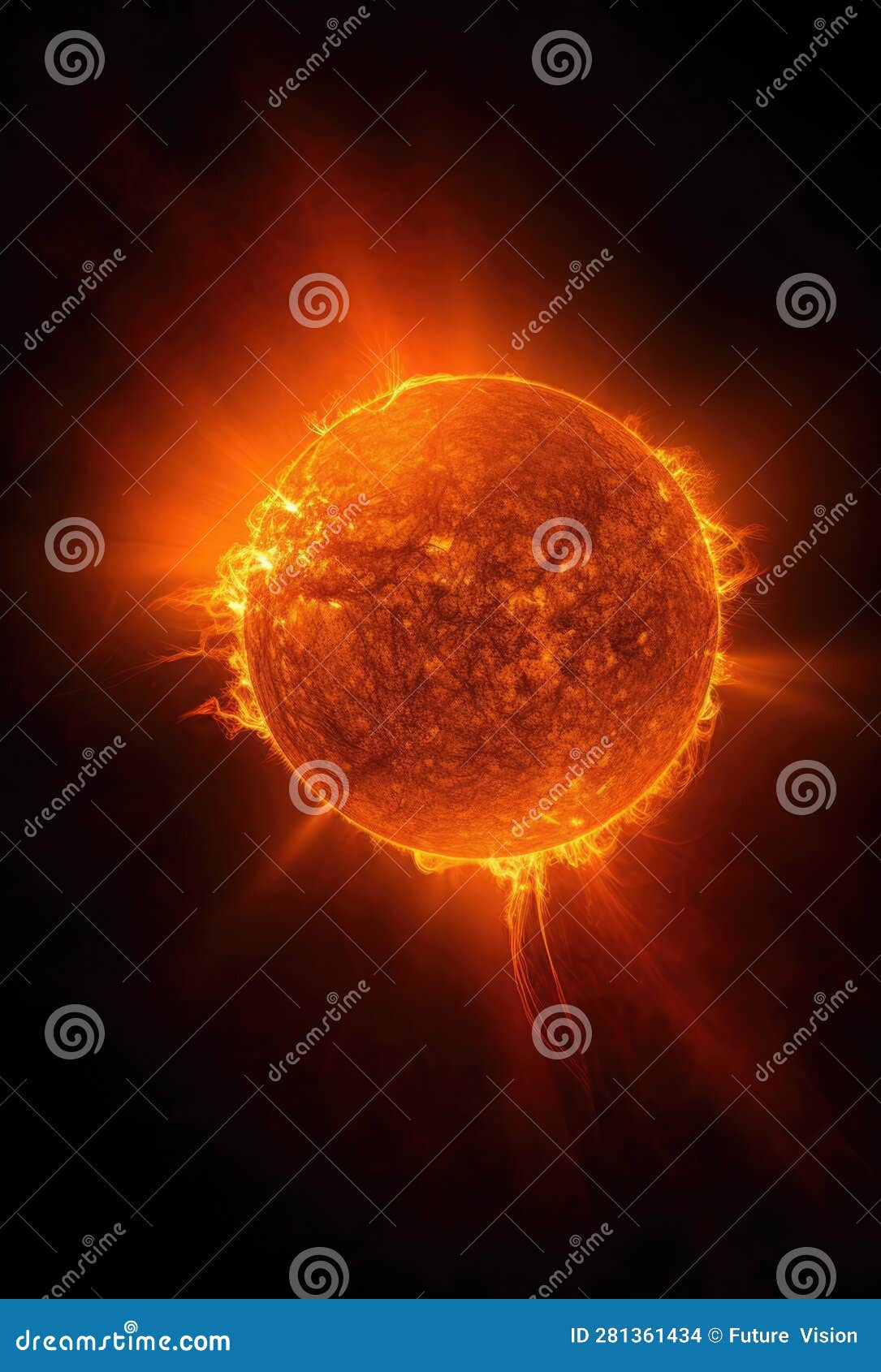 Glowing Red Sun with Light Trails on Black Background, Created Using ...