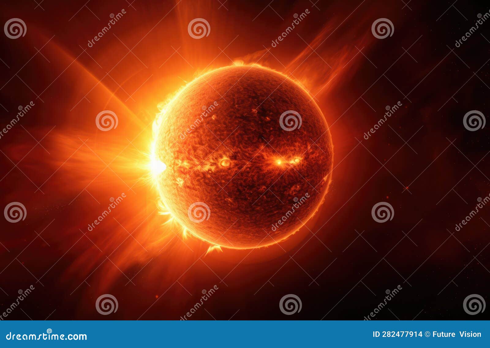 Glowing Red Sun with Light Trails on Black Background, Created Using ...