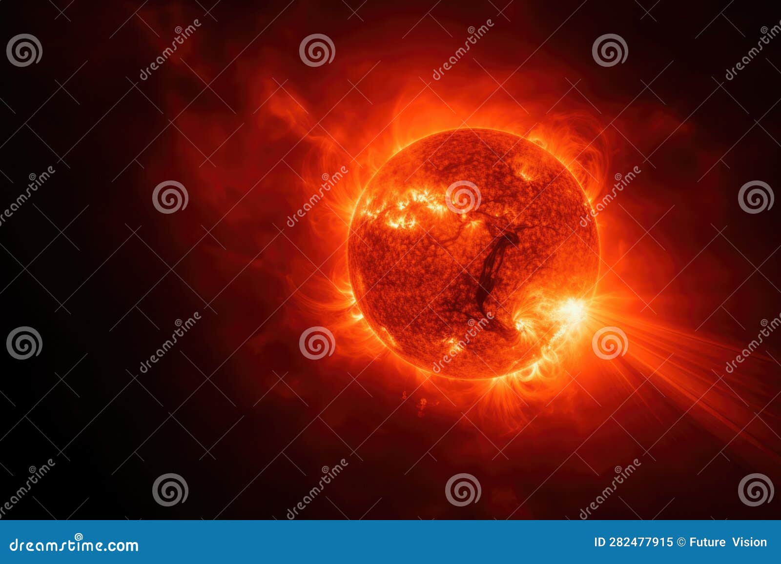 Glowing Red Sun with Light Trails on Black Background, Created Using ...