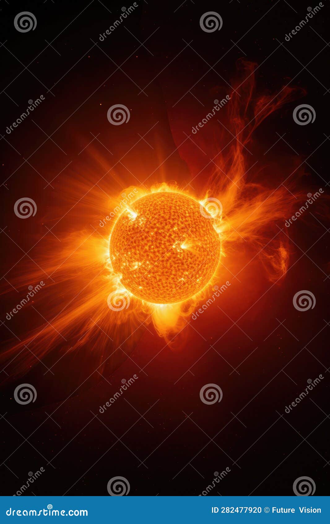 Glowing Red Sun with Light Trails on Black Background, Created Using ...