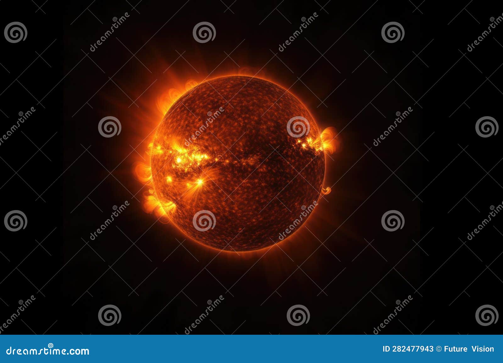 Glowing Red Sun with Light Trails on Black Background, Created Using ...