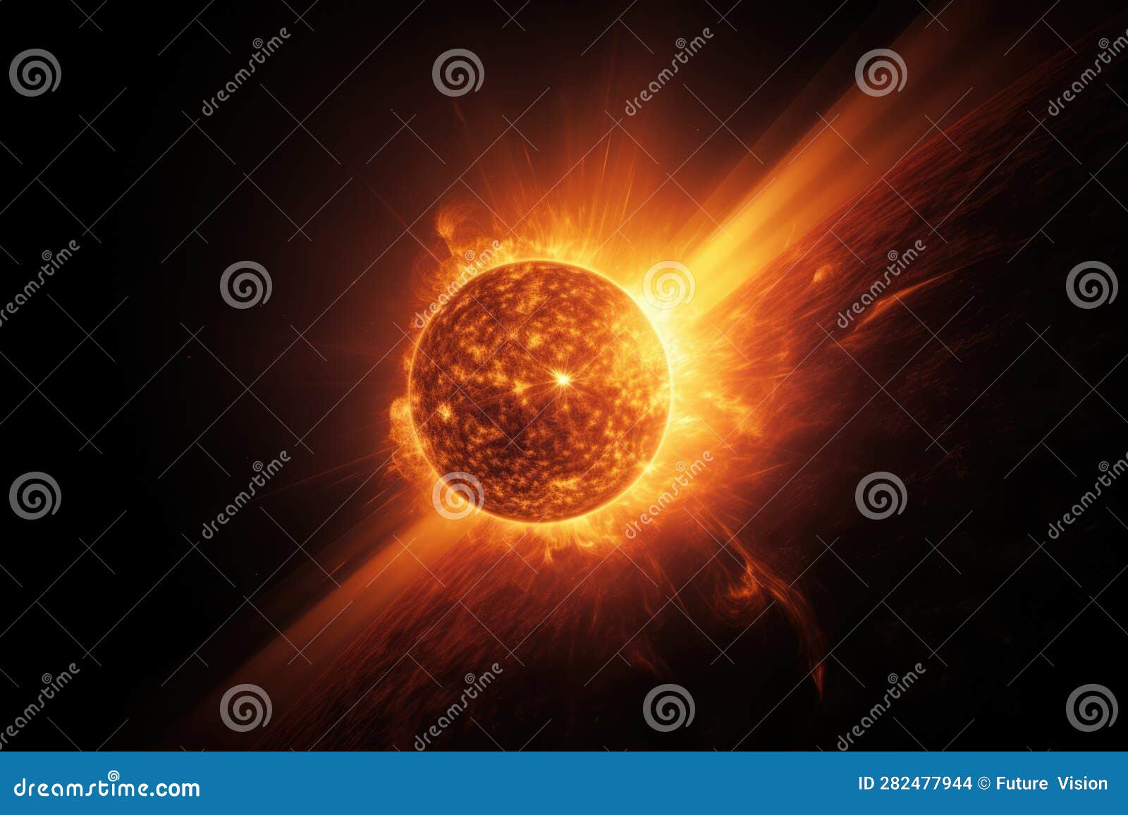 Glowing Red Sun with Light Trails on Black Background, Created Using ...