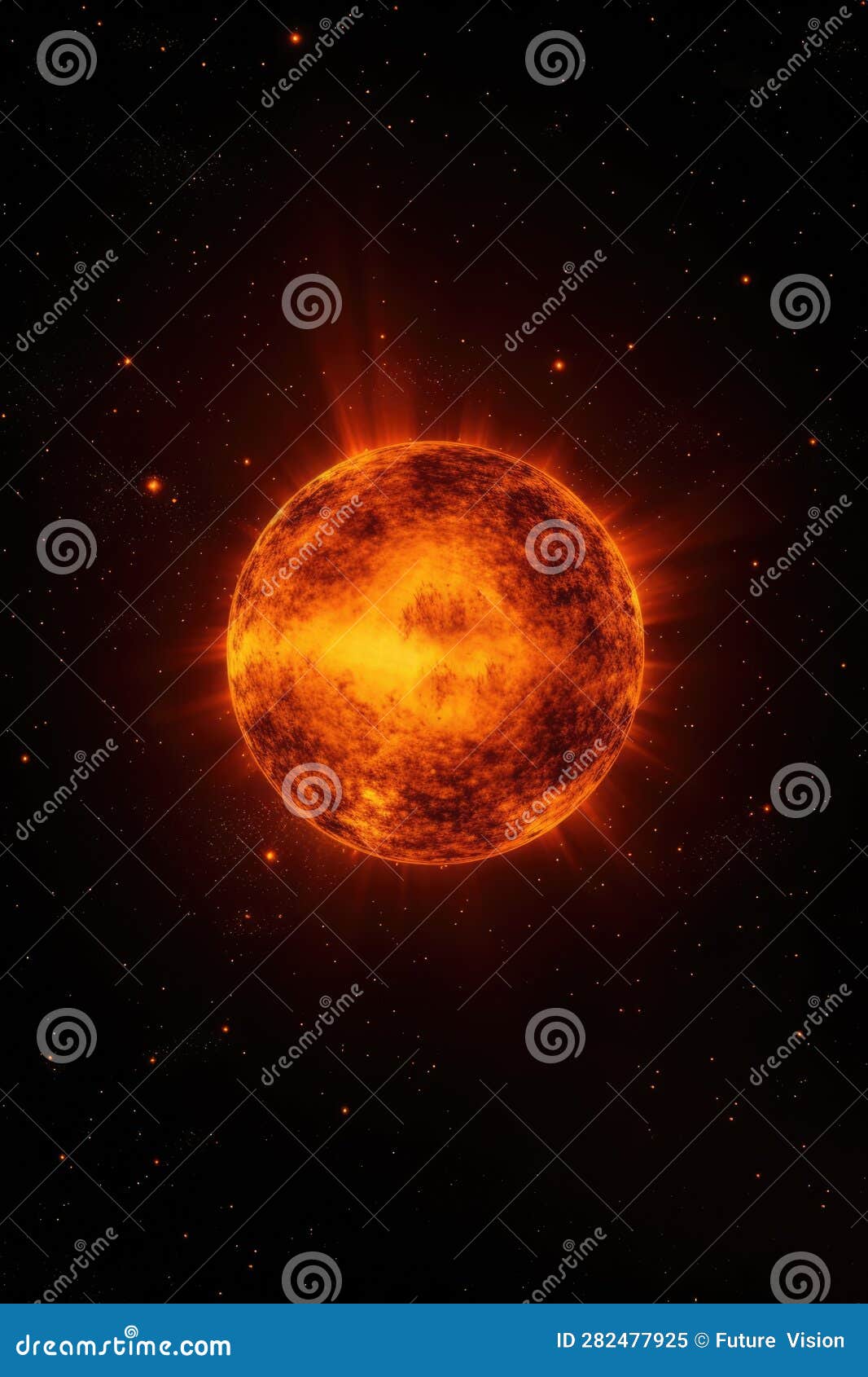 Glowing Red Sun with Light Trails and Stars in Space, Created Using ...