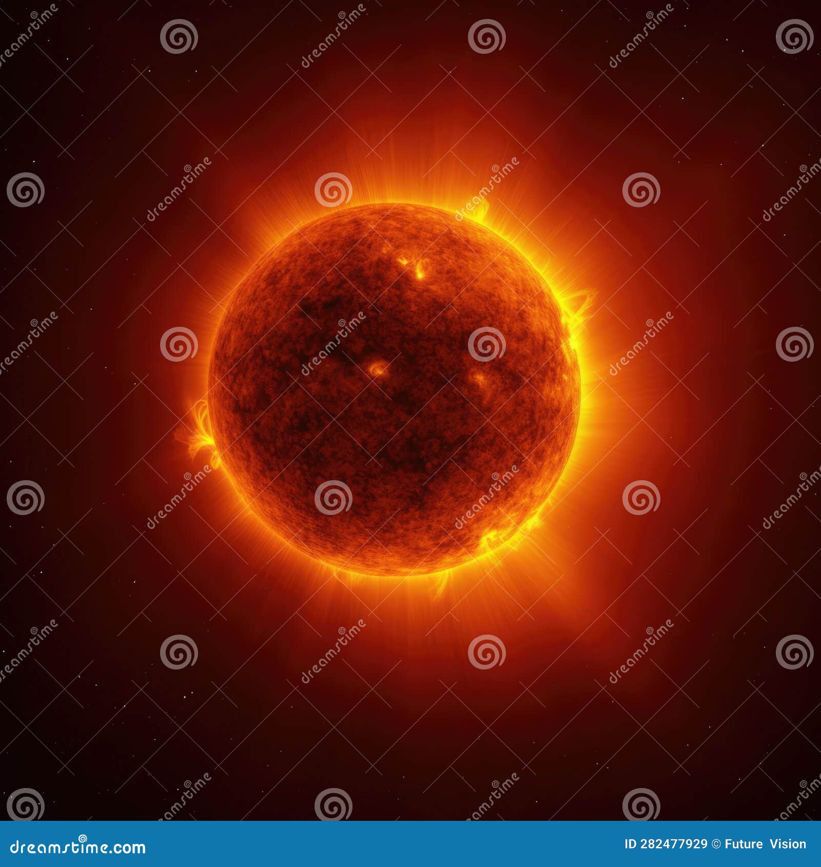 Glowing Red Sun with Light Trails and Stars in Space, Created Using ...