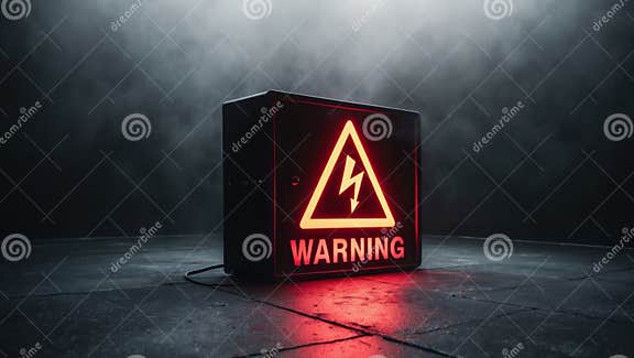 Glowing Red Warning Sign in Dark Environment. Stock Photo - Image of ...