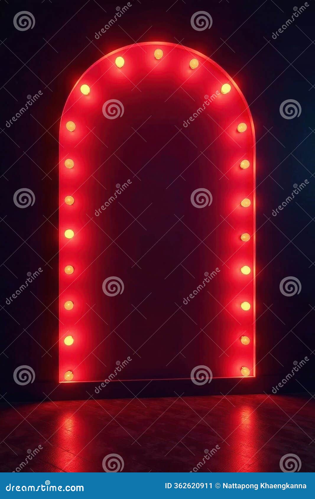 Glowing Retro Marquee Light Frame, Dark Background, Blank, Marquee ...