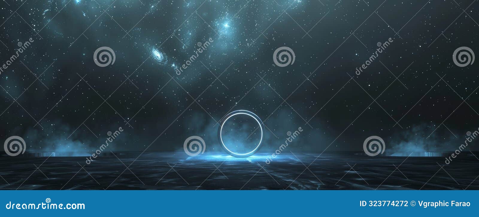 Glowing Ring in Space with Starry Background, Futuristic Concept Stock ...