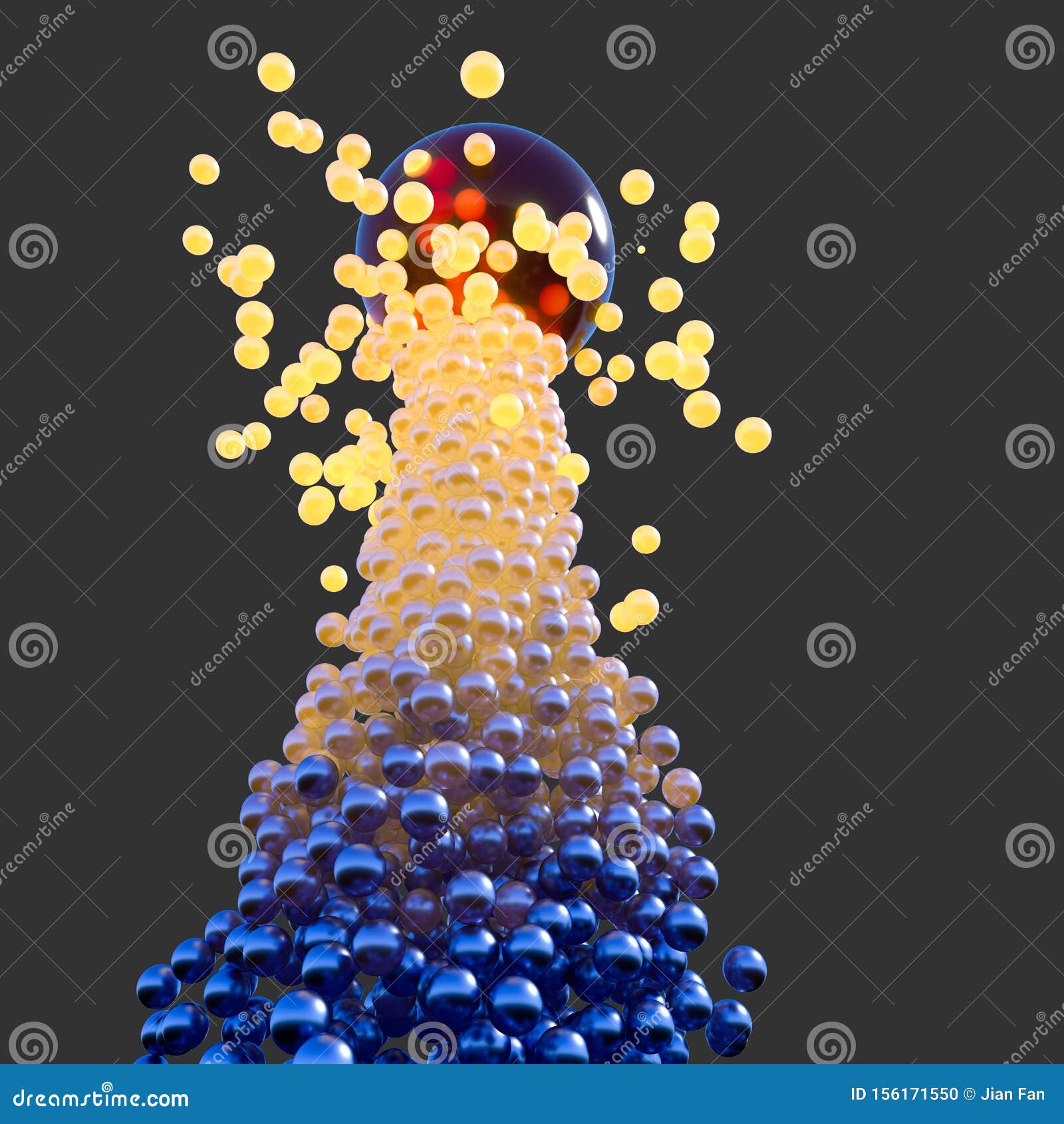 Glowing Rising Spheres with Dark Background, 3d Rendering Stock ...