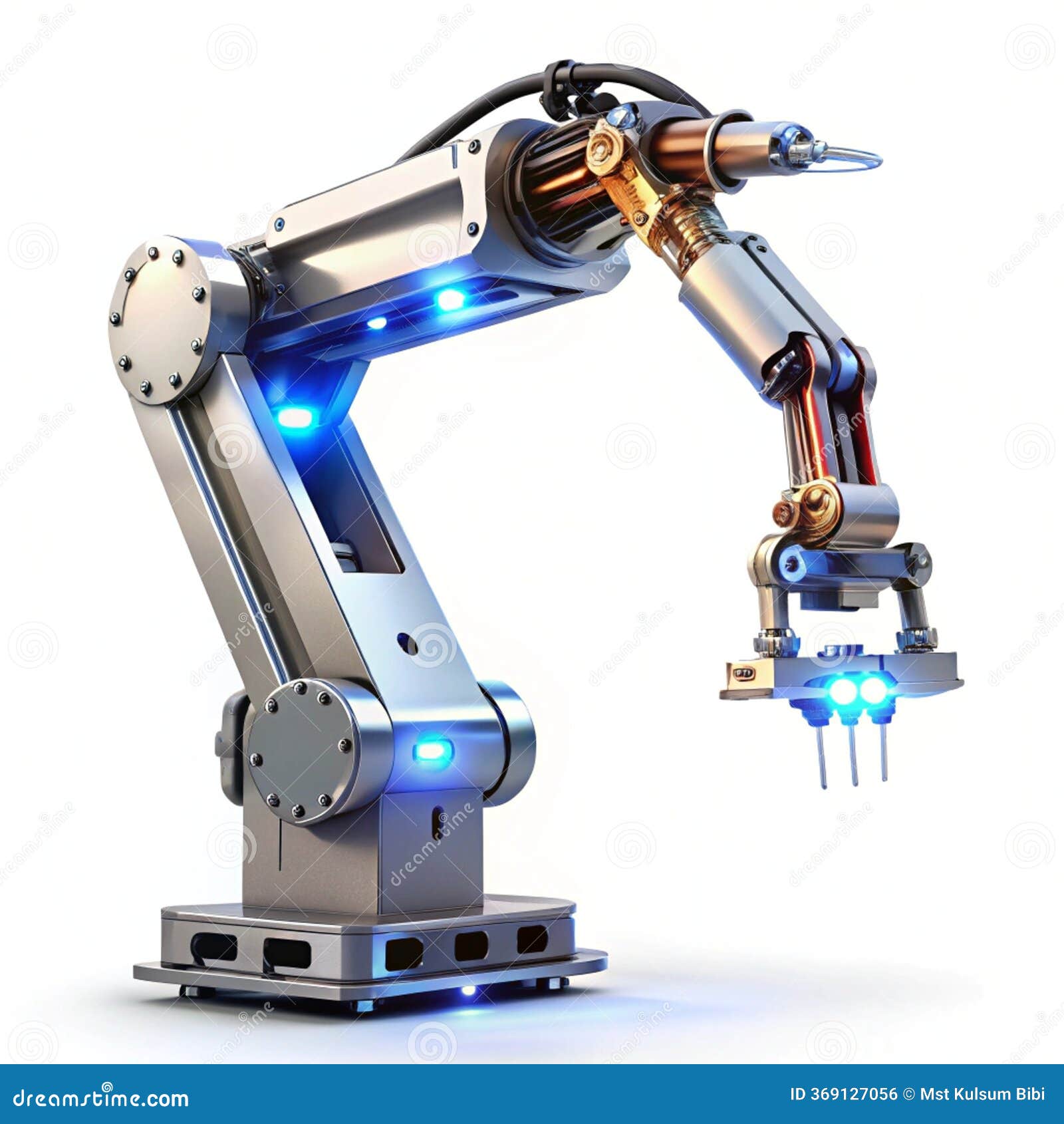 Glowing Robotic Arm With Rotating Joint Movements Stock Photo ...