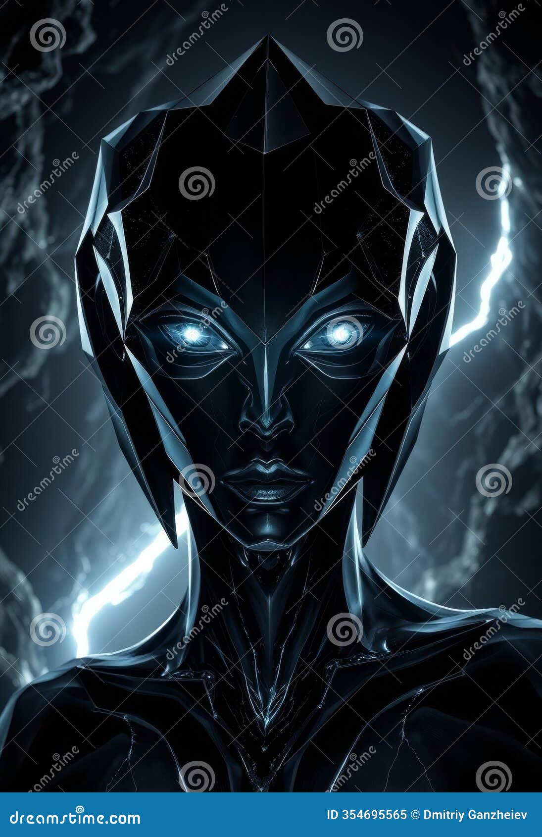 Glowing Robotic Entity with Faceted Body Stock Illustration ...