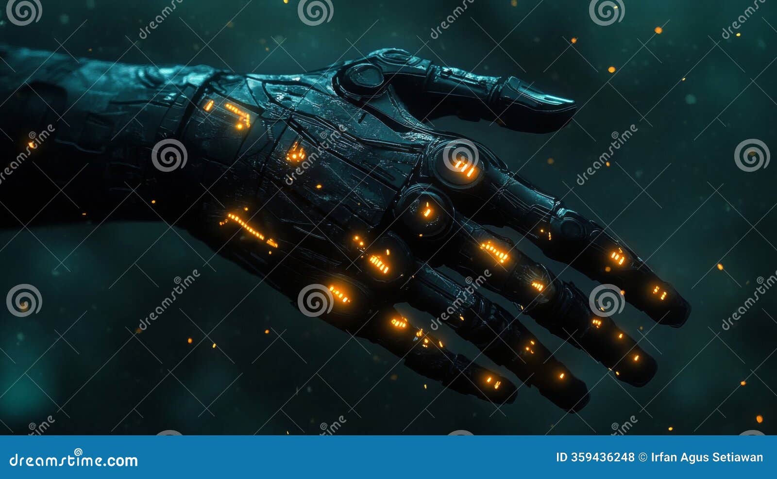 Glowing Robotic Arm With Rotating Joint Movements Stock Photo ...