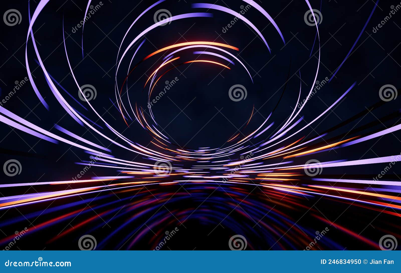 Glowing Round Illuminated Lines with Motion Blur, 3d Rendering Stock ...