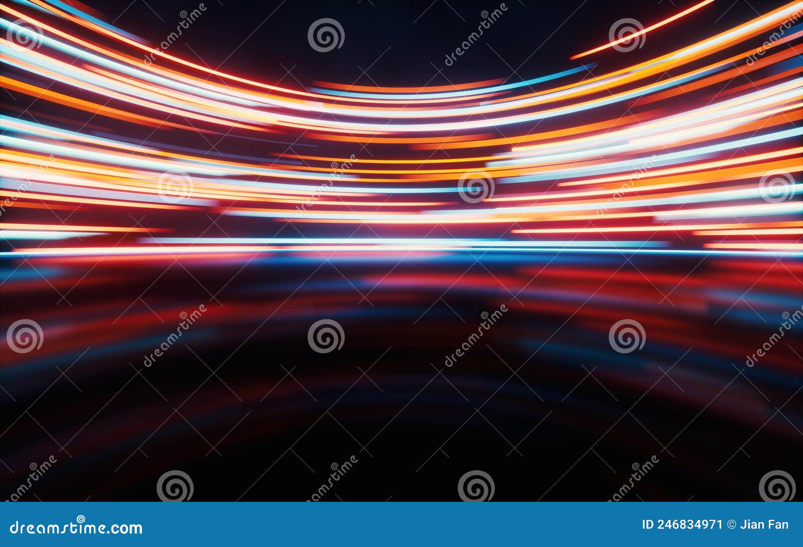 Glowing Round Illuminated Lines with Motion Blur, 3d Rendering Stock Illustration - Illustration ...