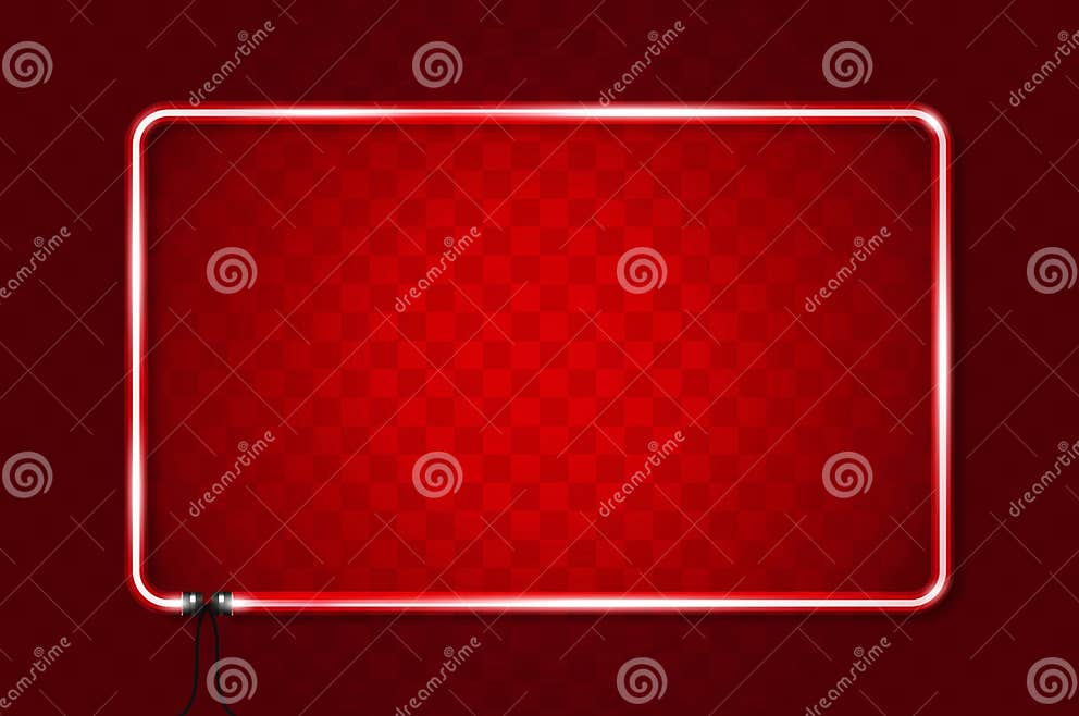 Glowing Rounded Rectangular Neon Frame, Red Background. Realistic Vector Illustration Stock ...