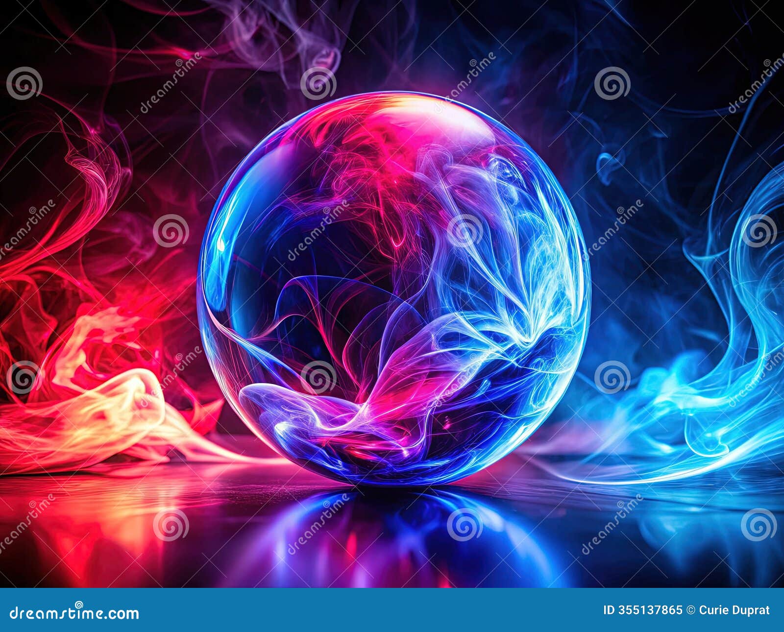 A Glowing Ruby Cobalt Neon Sphere Silhouette Mystical Abstract Art for ...