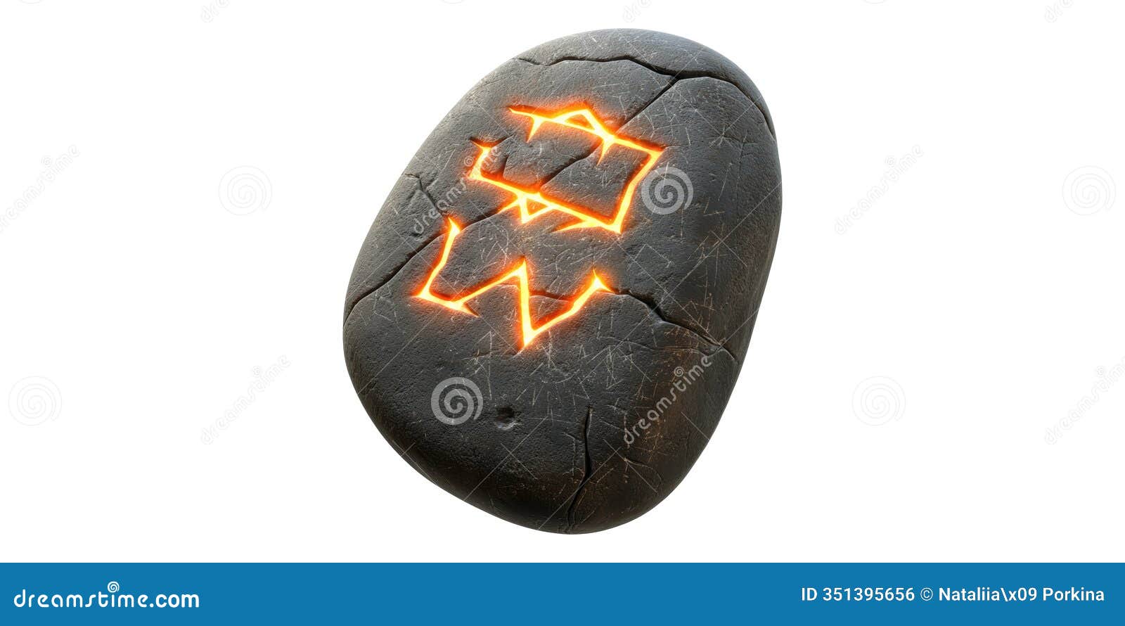 Glowing Rune Stone with Engraved Fire Symbol Isolated on Transparent ...