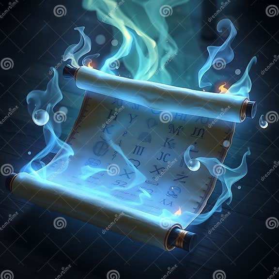 A Glowing Scroll Unrolling with Magical Runes Floating Off Its Surface ...