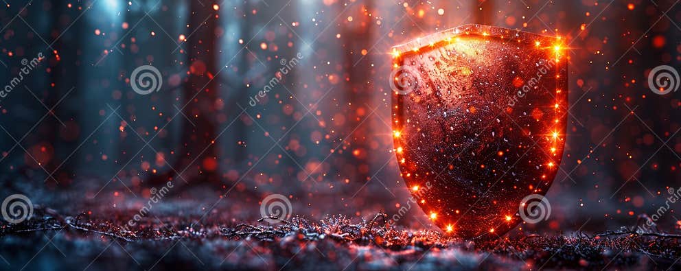 Glowing Shield in Forest Symbol of Security and Risk Mitigation in a ...
