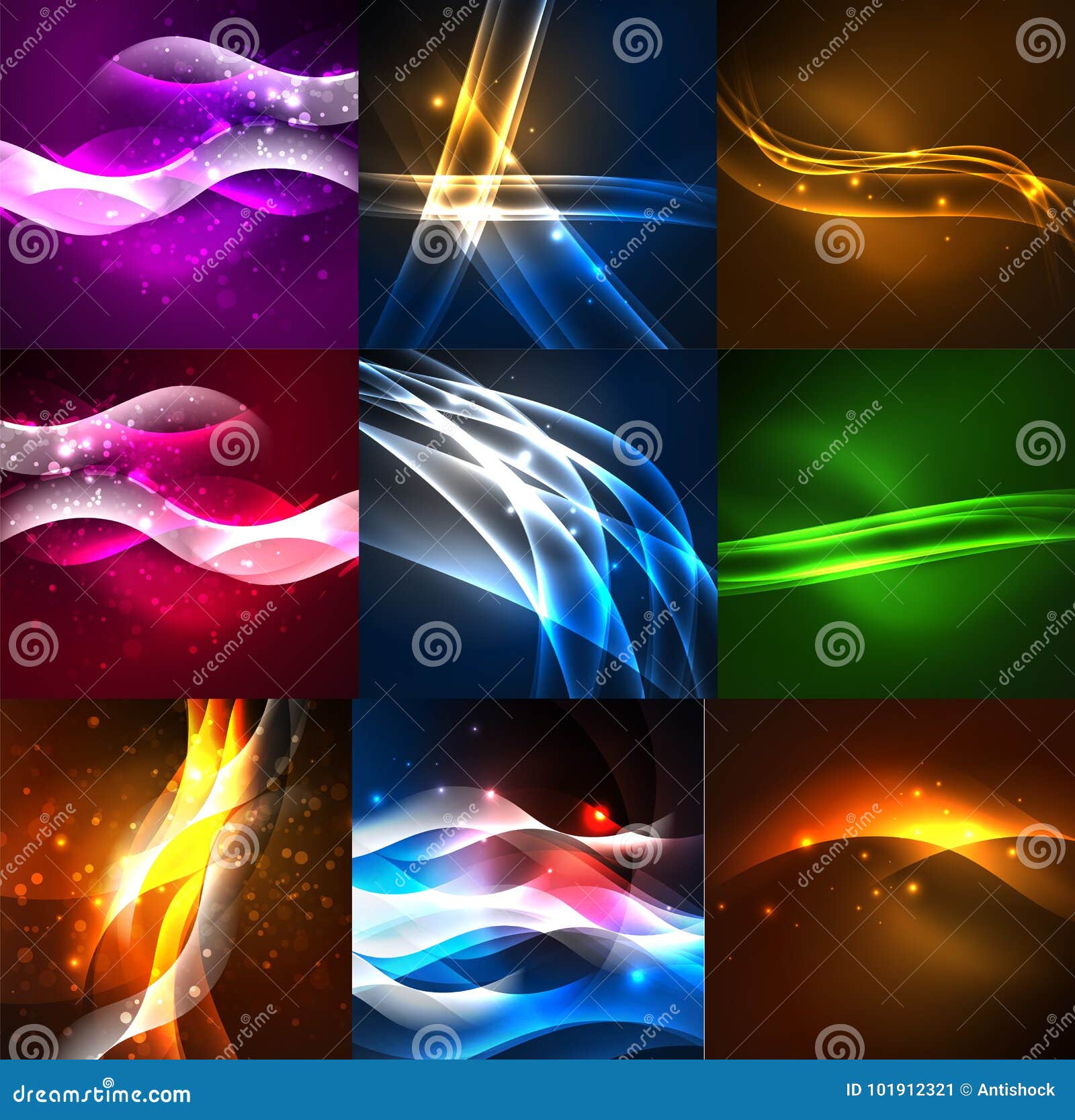 Glowing Shiny Abstract Background Set Stock Vector - Illustration of ...