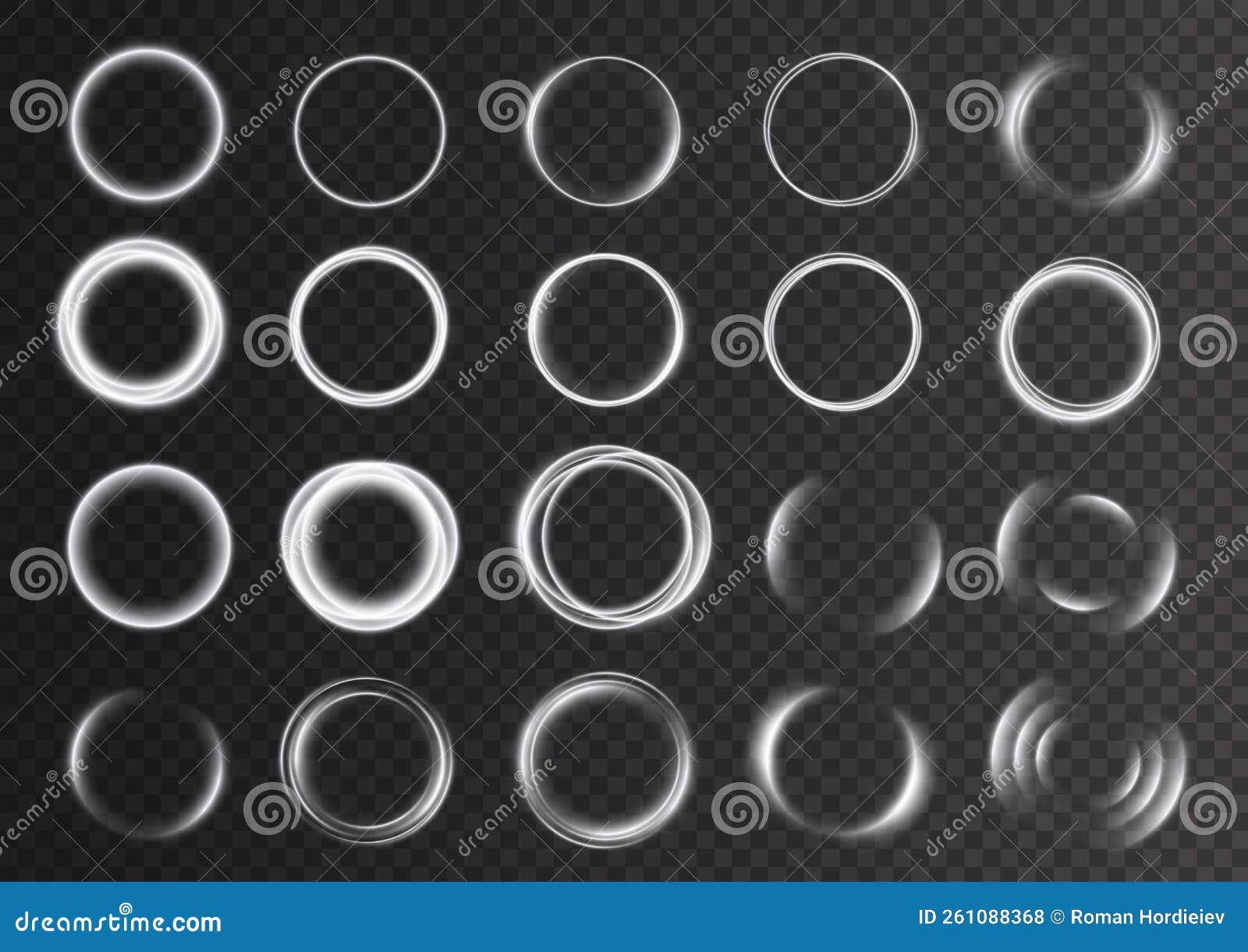 Light Effect Twirl, White Trail Wave, Circle Line Stock Vector ...