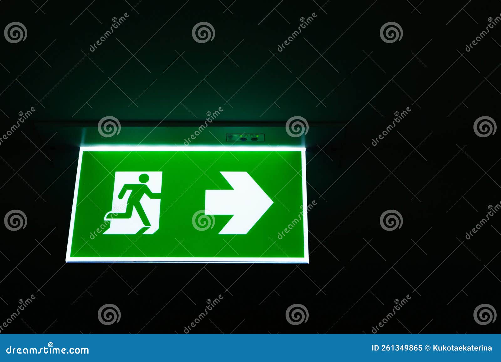 Glowing Sign Indicating the Exit from the Room Stock Image - Image of ...
