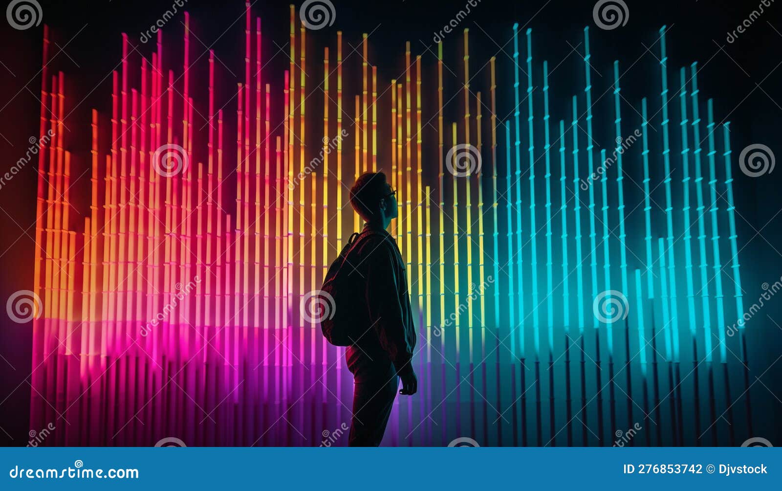 Glowing Silhouettes Ignite Vibrant Nightclub Motion Patterns Generated ...