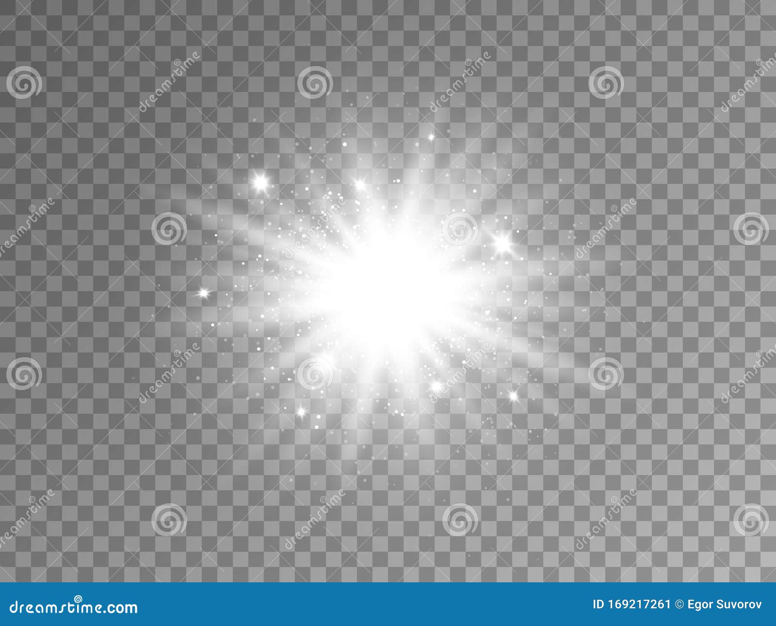 Glowing Silver Star on Transparent Background. White Flash with Magic ...
