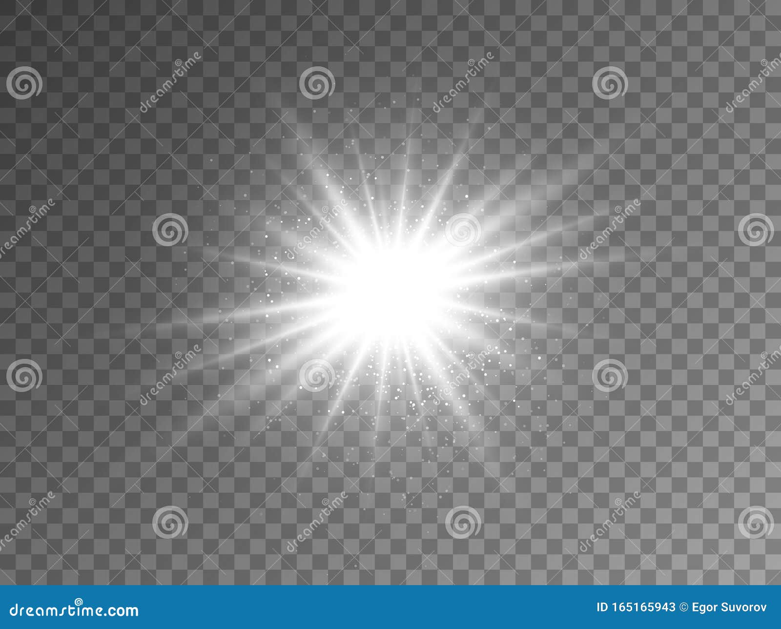 Glowing Silver Star on Transparent Background. White Rays Effect with ...