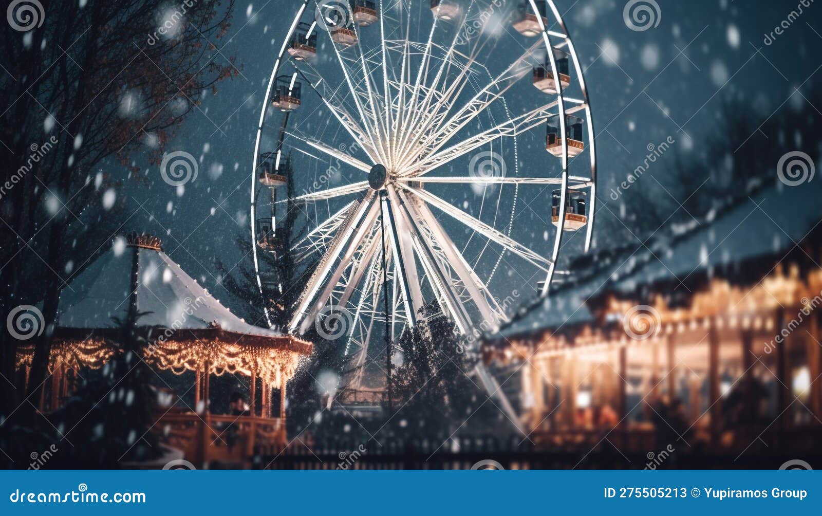 Glowing Snowflakes Illuminate the Modern City Skyline Generated by AI ...