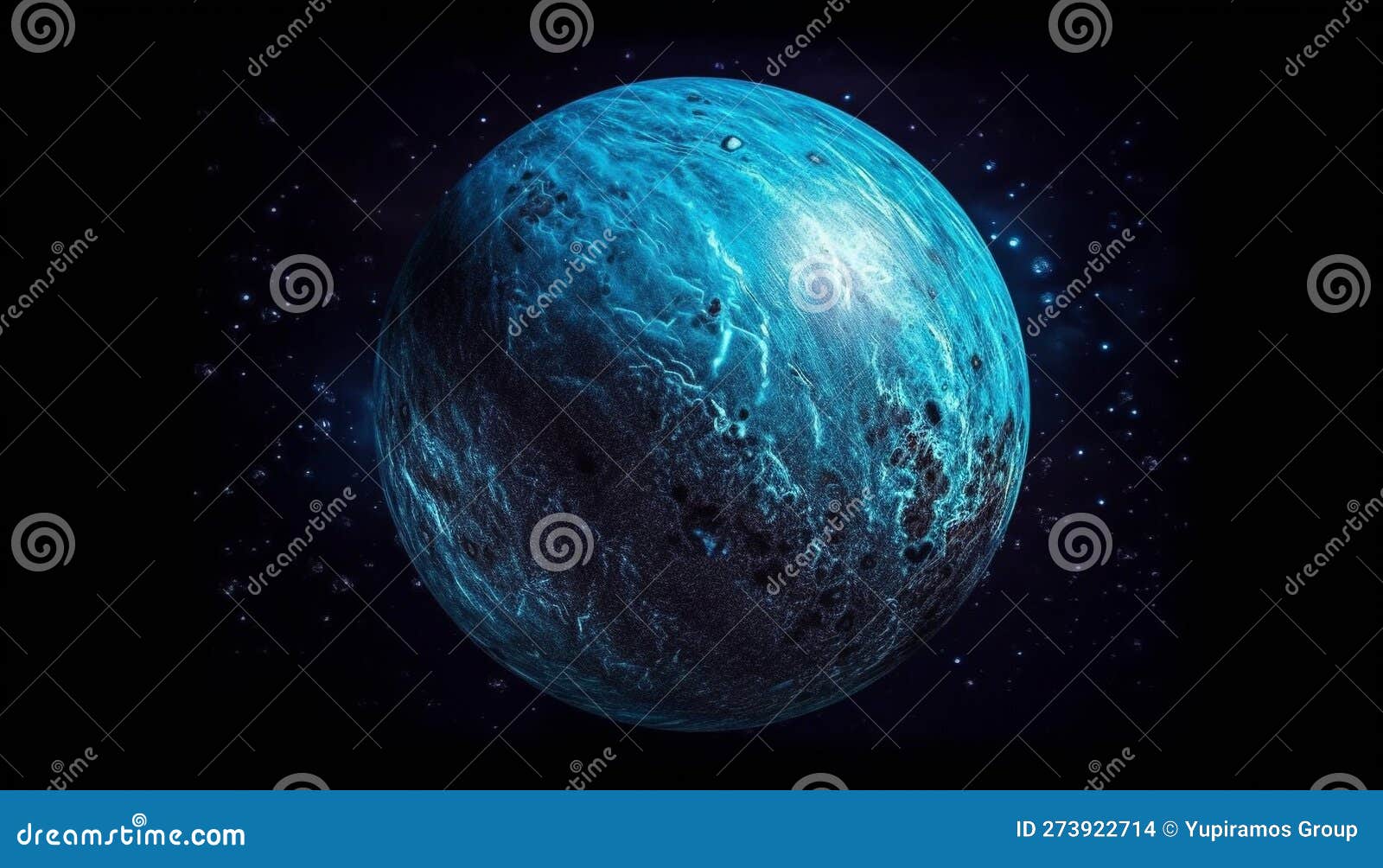 Glowing Space Sphere Orbits Blue Abstract Galaxy Generated by AI Stock ...