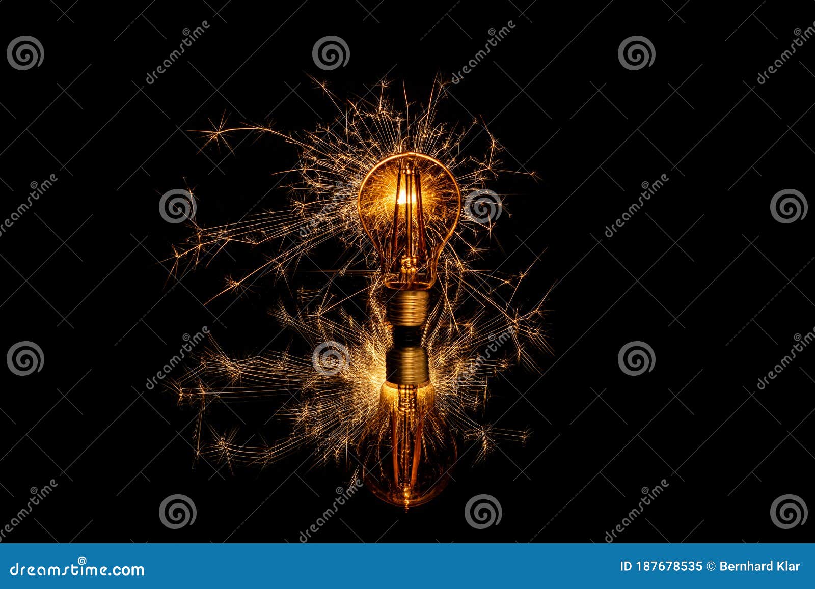 Glowing Sparkler Behind a Retro Light Bulb Stock Image - Image of bulb ...