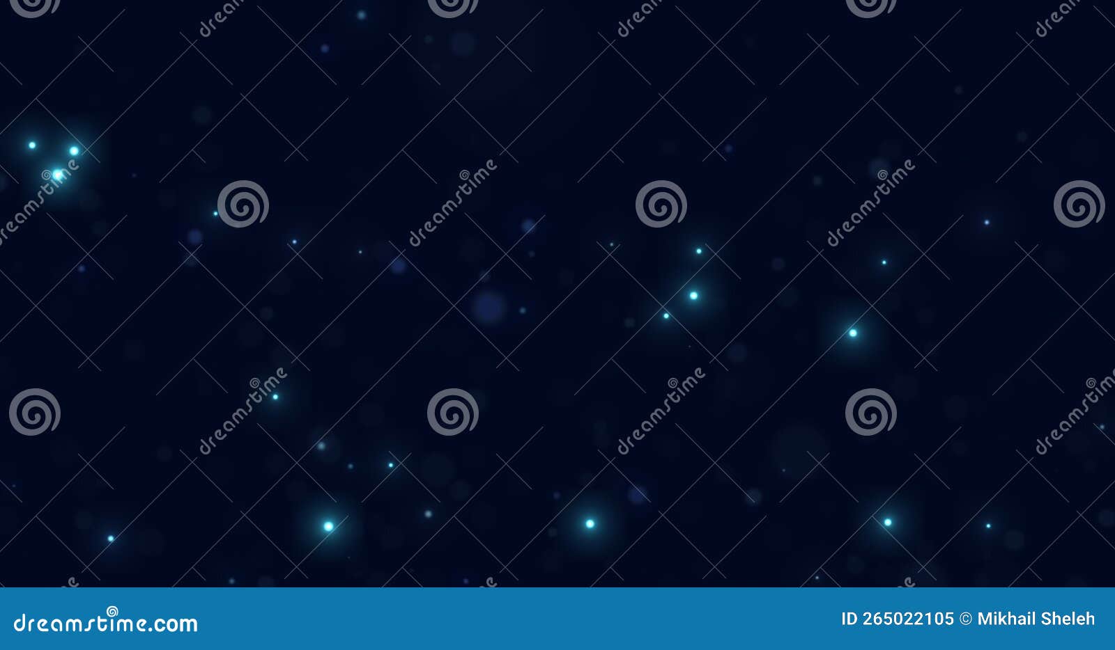 Glowing and Sparkling Blue Particles Fall in Space on a Blue Background ...