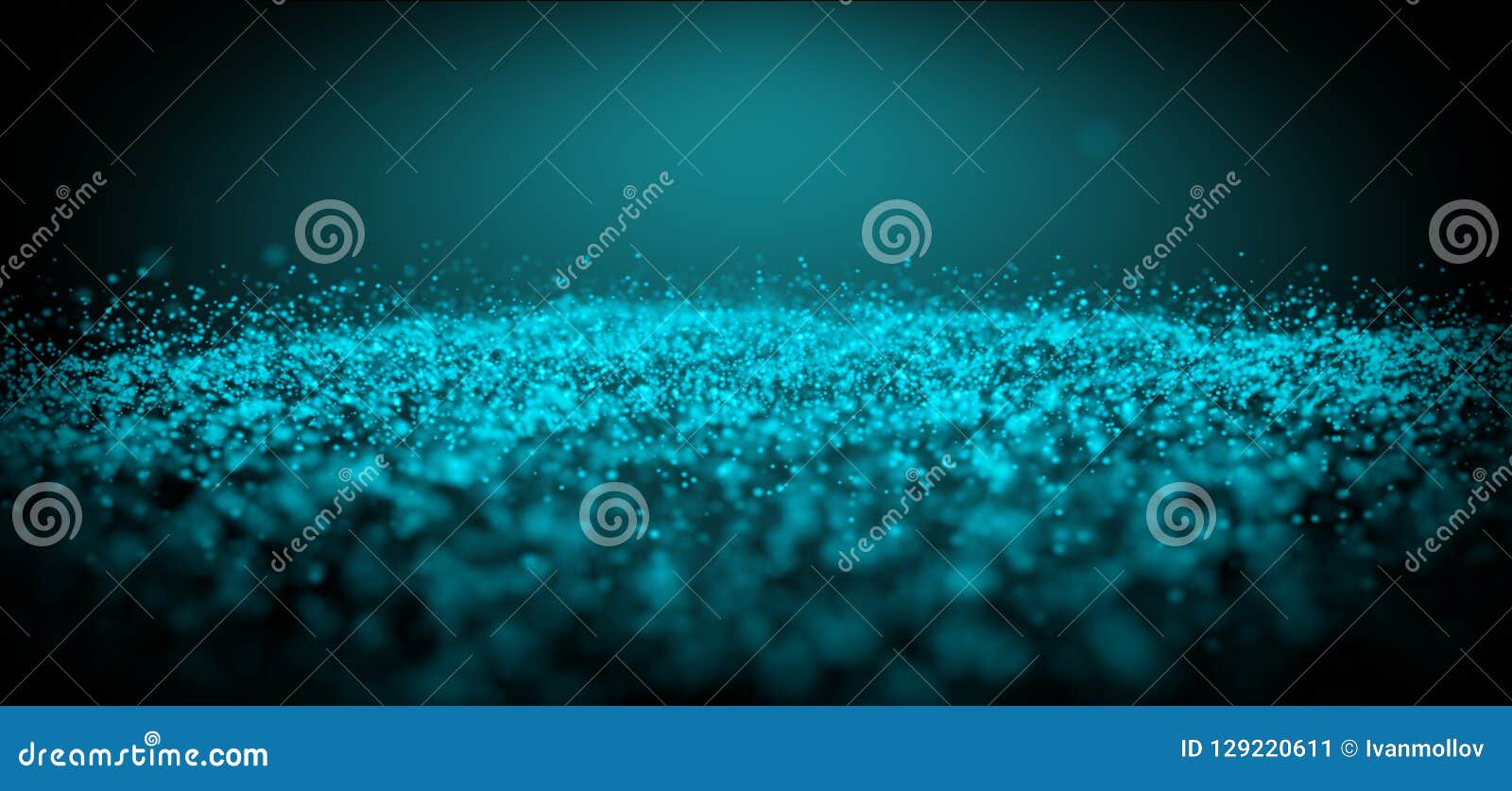 Glowing Sparkling Blue Tiny Particles Glitter Cloud on Dark Empty ...