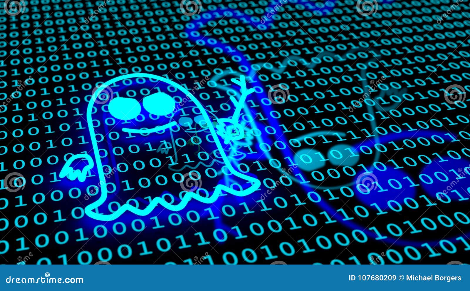 Glowing Spectre Symbol On Binary Blue Floor Royalty-Free Illustration ...