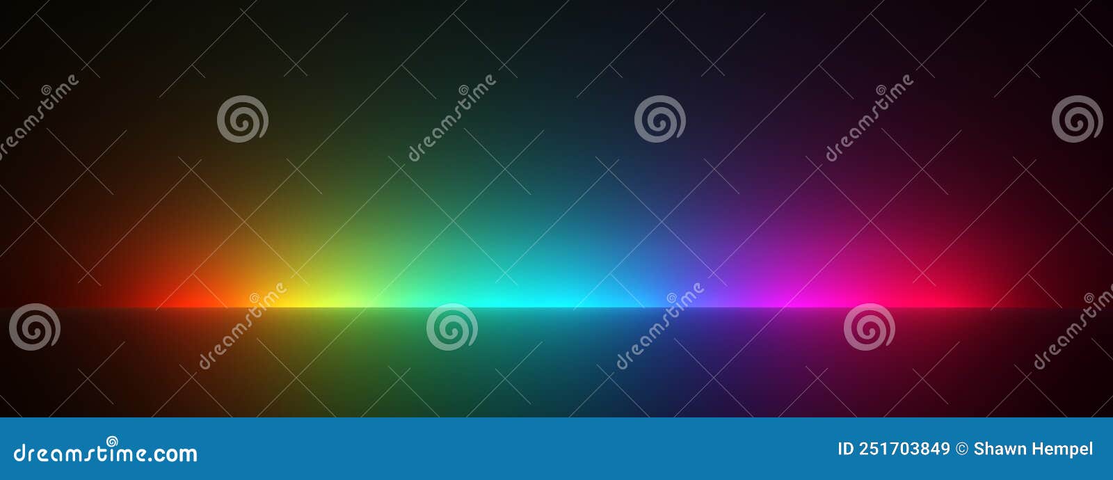 Glowing Spectrum Rainbow Light Gradient with Reflective Floor on Black ...