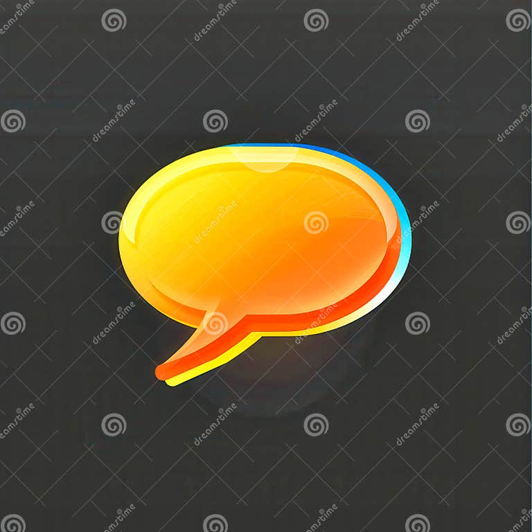 A Glowing Speech Bubble with an Orange Gradient and a Blue Outline on a ...