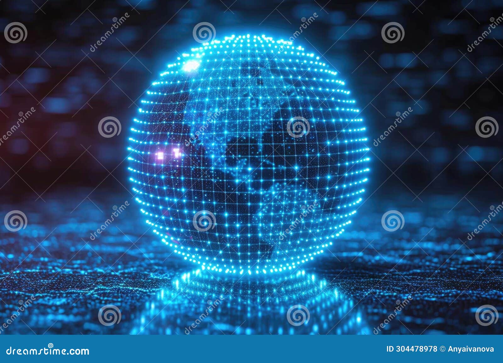 A Glowing Sphere with a Map of the World on it Stock Illustration ...