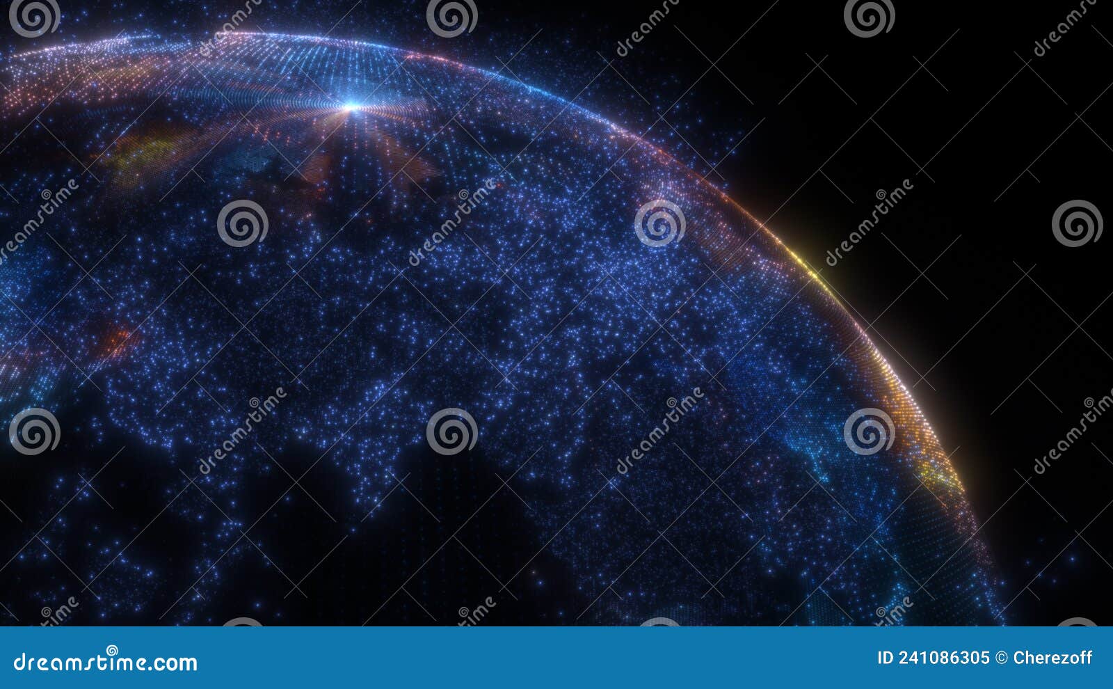 Glowing Sphere with a Map of the World from Particles Stock ...