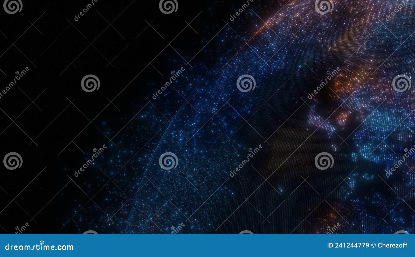 Glowing Sphere with a Map of the World from Particles Stock ...