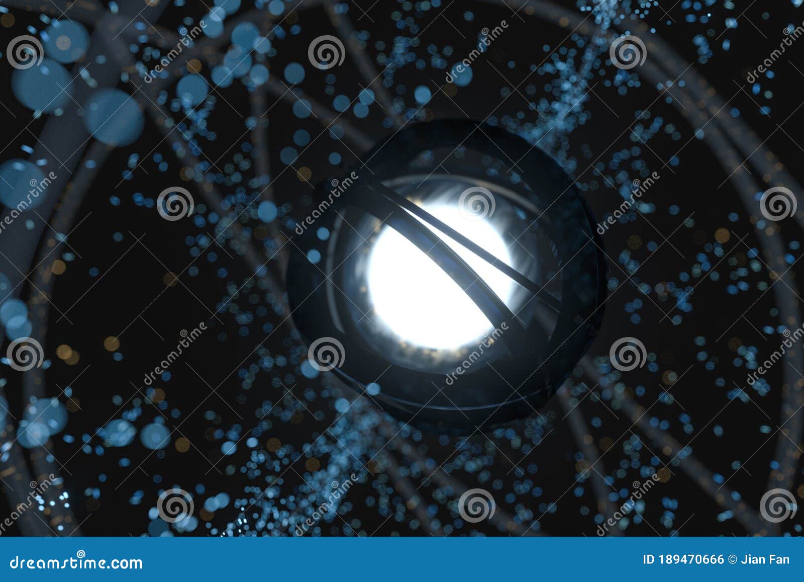 Glowing Sphere with Mechanical Construction, 3d Rendering Stock ...