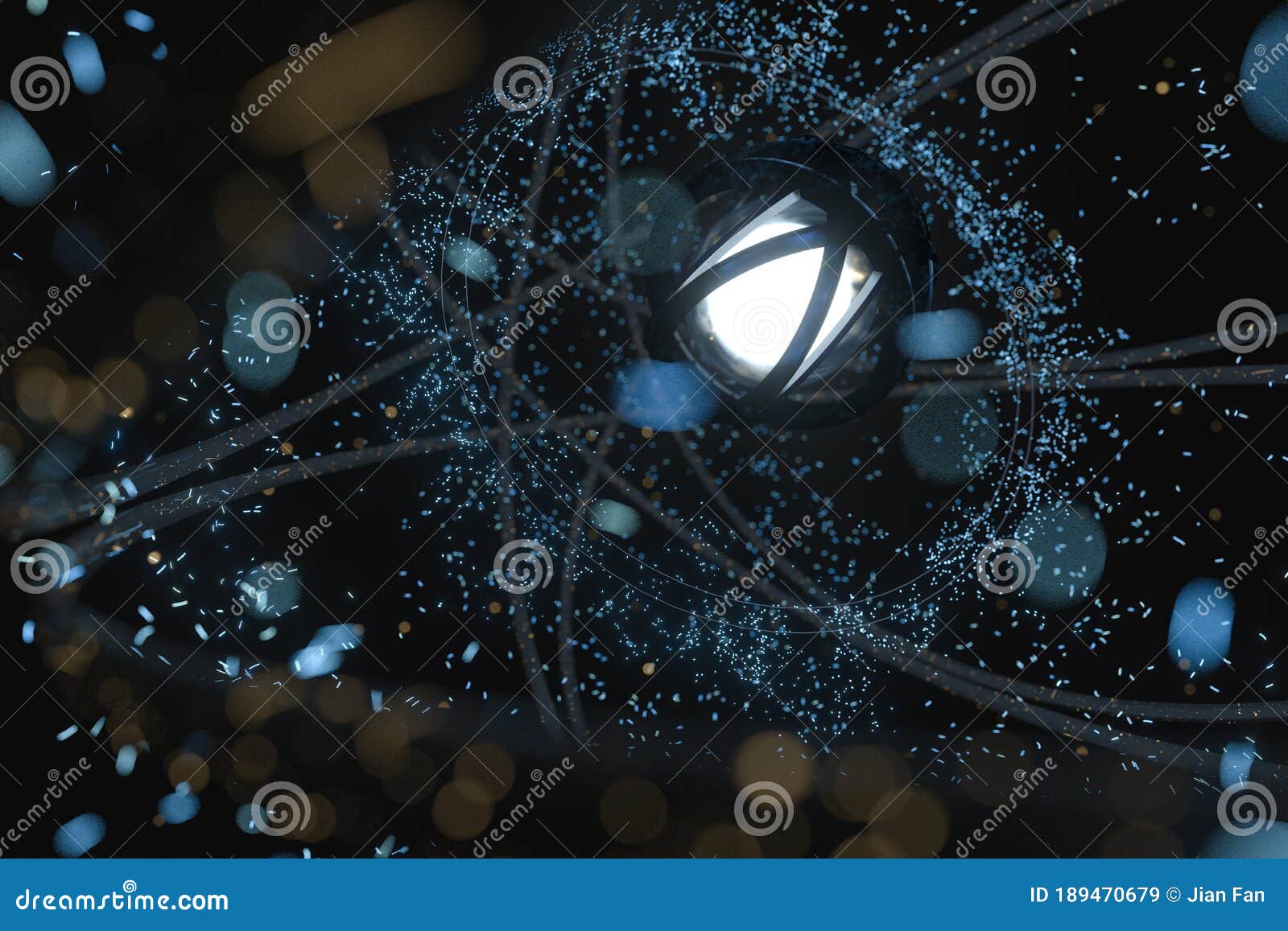 Glowing Sphere with Mechanical Construction, 3d Rendering Stock ...