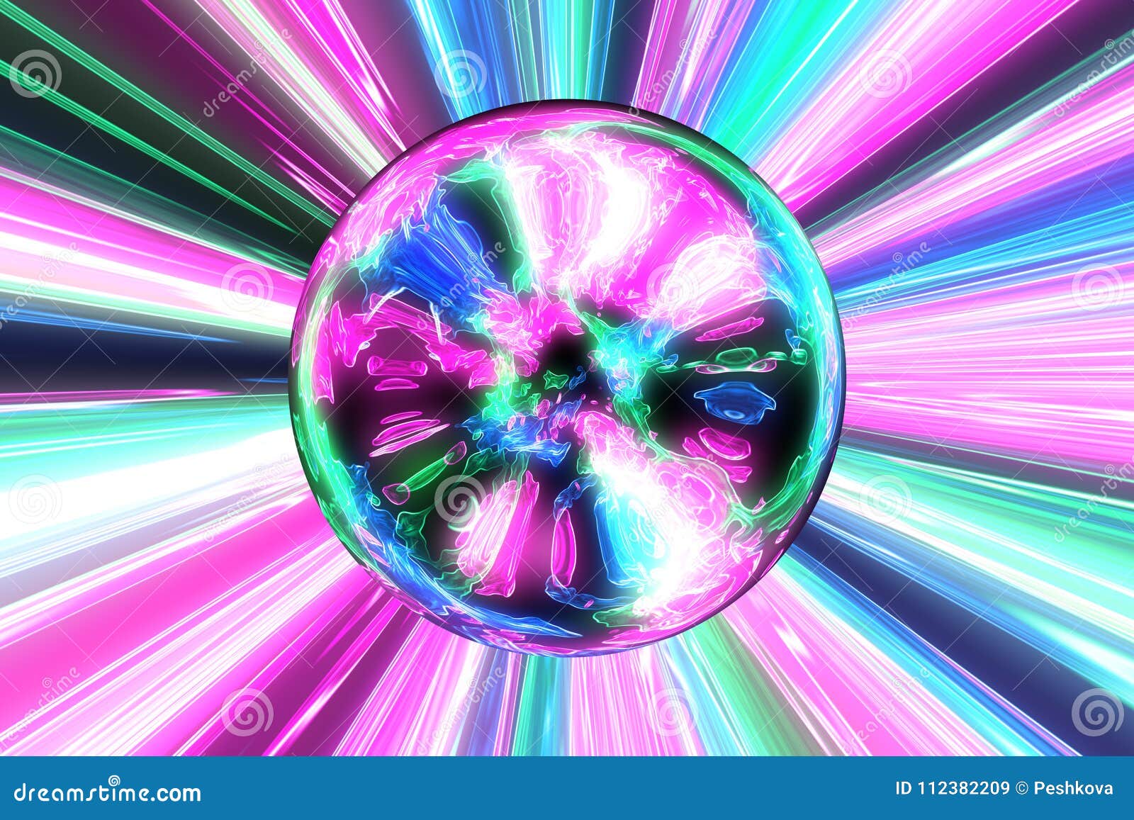 Glowing Sphere with Rays Backdrop Stock Illustration - Illustration of ...
