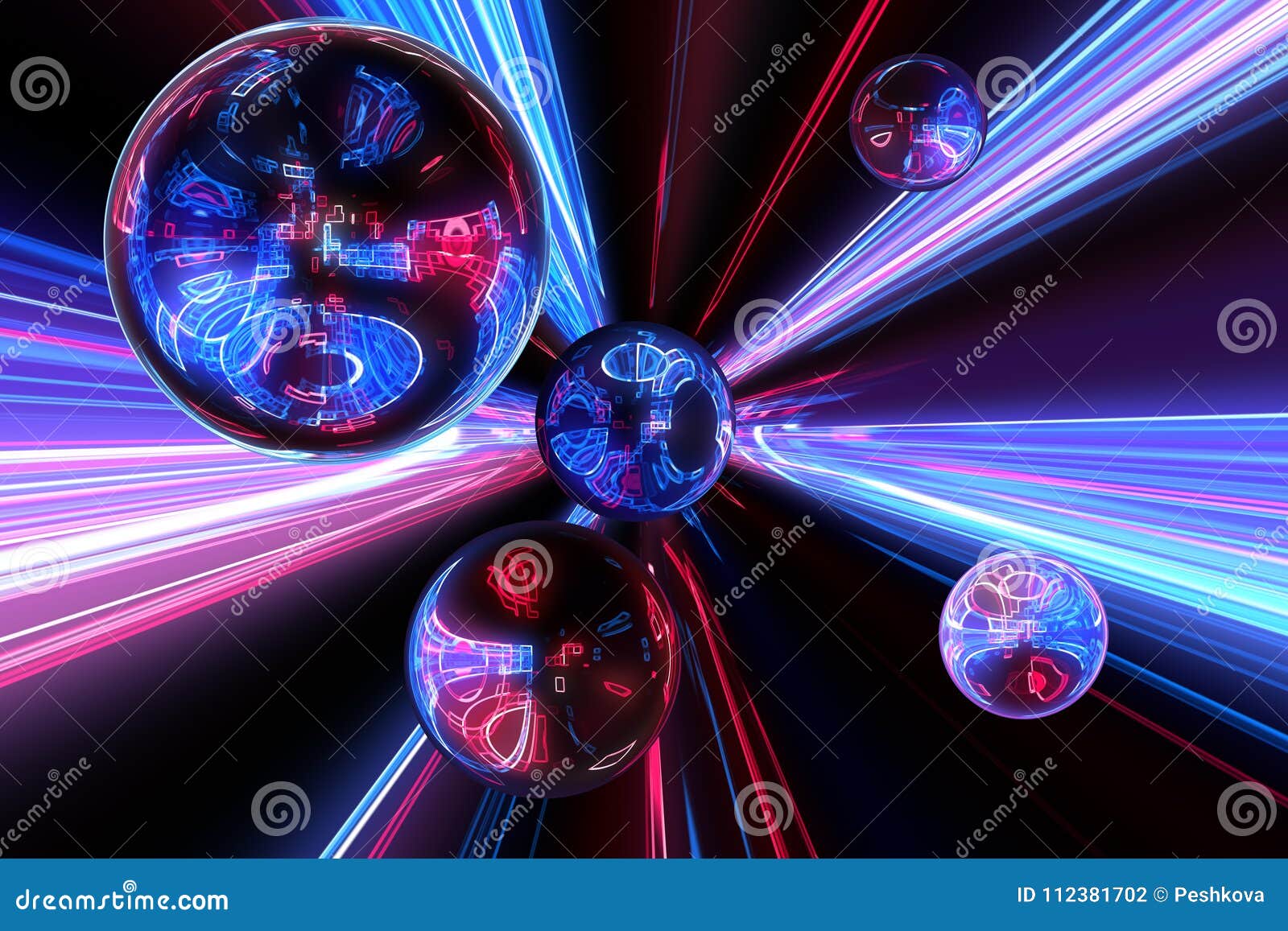 Glowing Sphere with Rays Background Stock Illustration - Illustration ...
