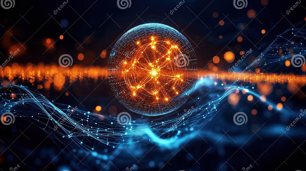 Glowing Sphere Representing Quantum Computing with Vibrant Particles ...
