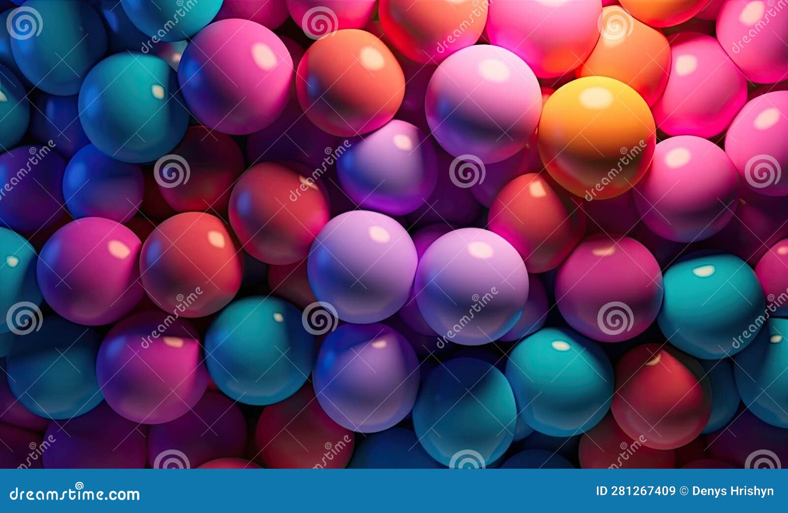 Glowing Spheres Float on Colorful Digital Background Creating Using ...