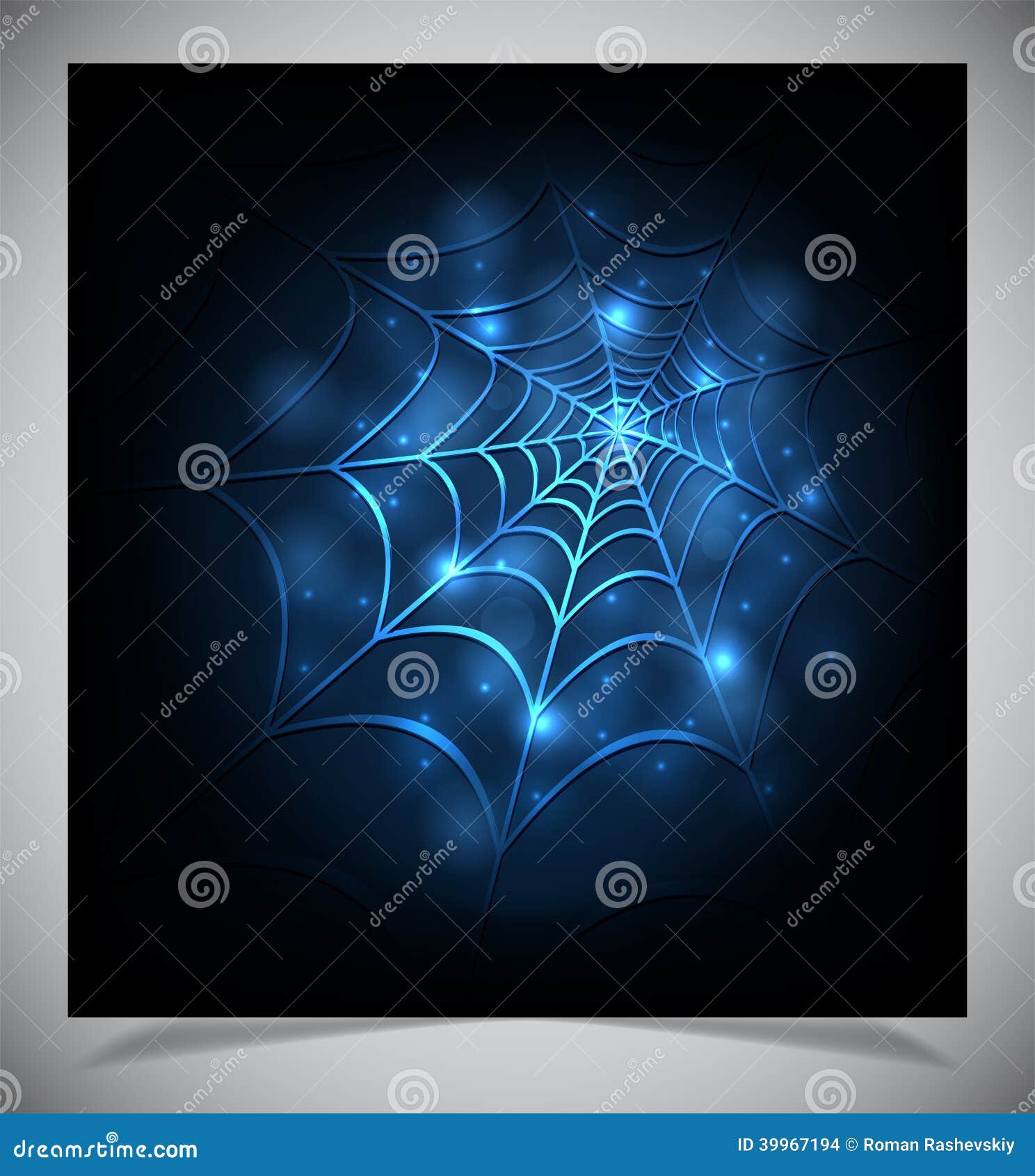 Glowing Spider Web on a Dark Background Stock Illustration ...