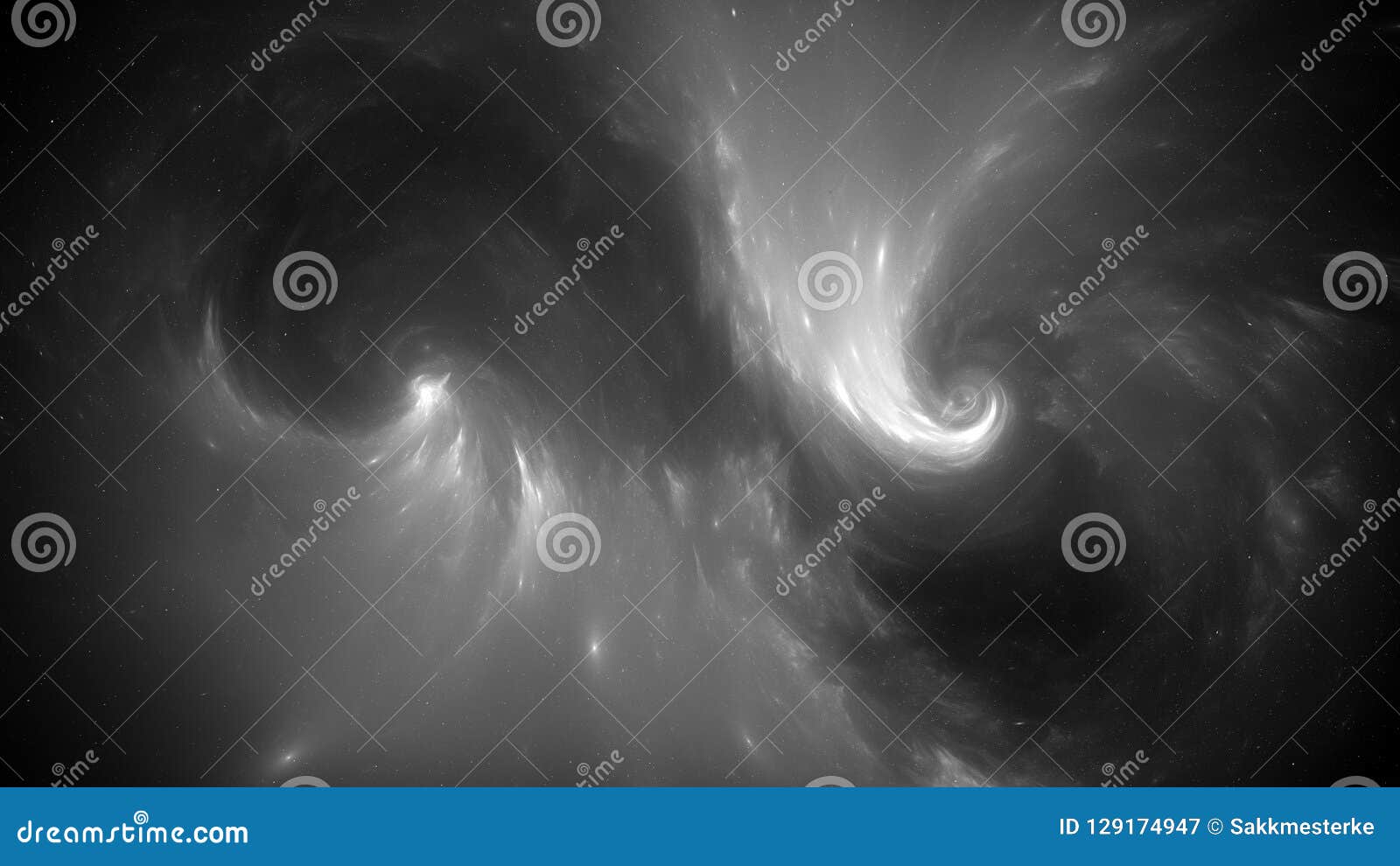 Glowing Spiral Singularities in Space Black and White Stock ...